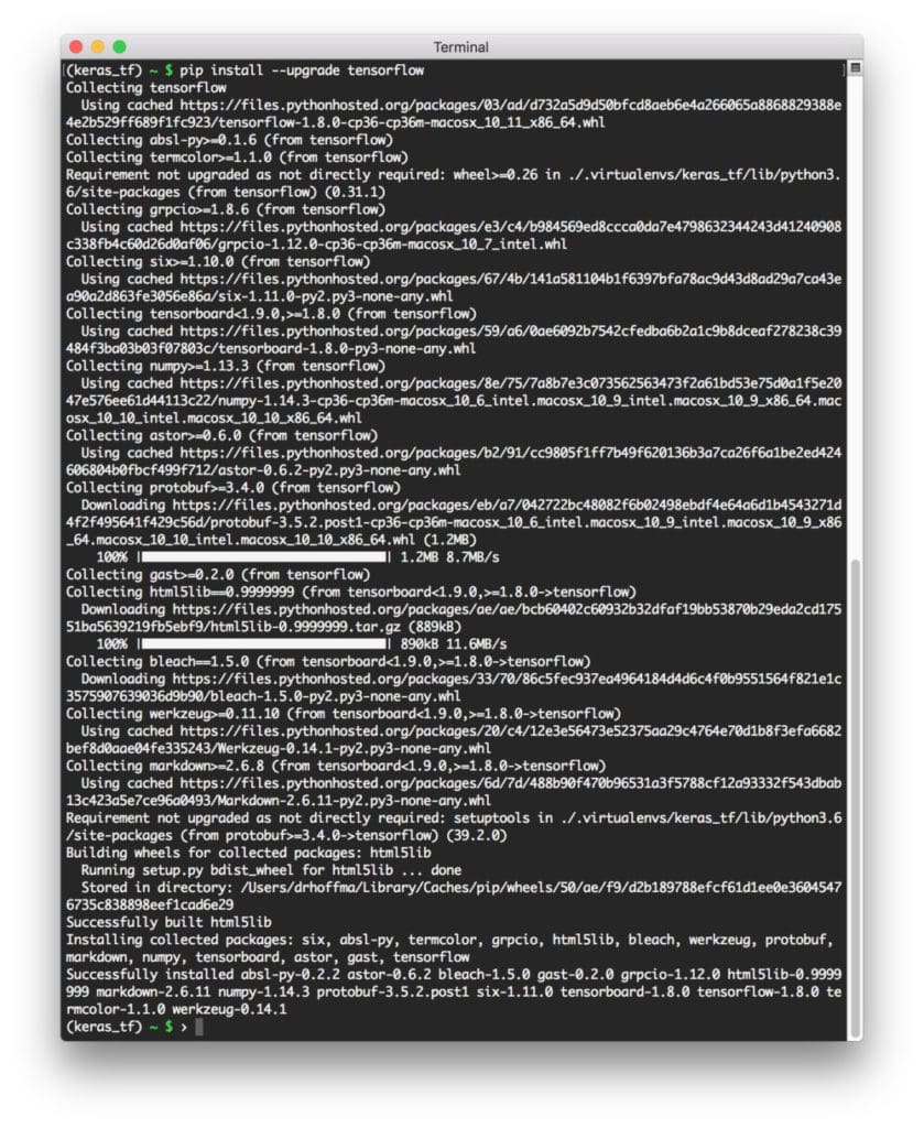 Installing Keras with TensorFlow backend - PyImageSearch